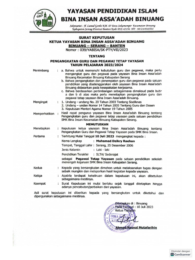 SK PTY Dzikry Raehan 2023 | PDF