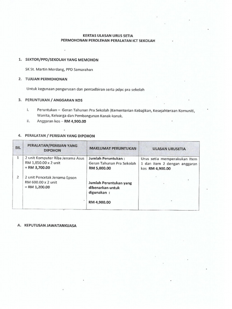 Contoh Permohonan Peralatan Ict | PDF