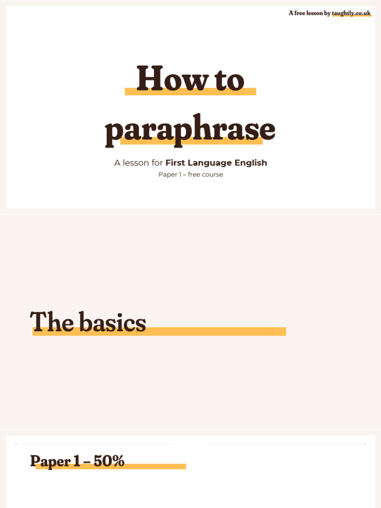 2.3.1 Paraphrasing PowerPoint | PDF | Verb | Syntax 2.3.1 Paraphrasing PowerPoint | PDF | Verb | Syntax
