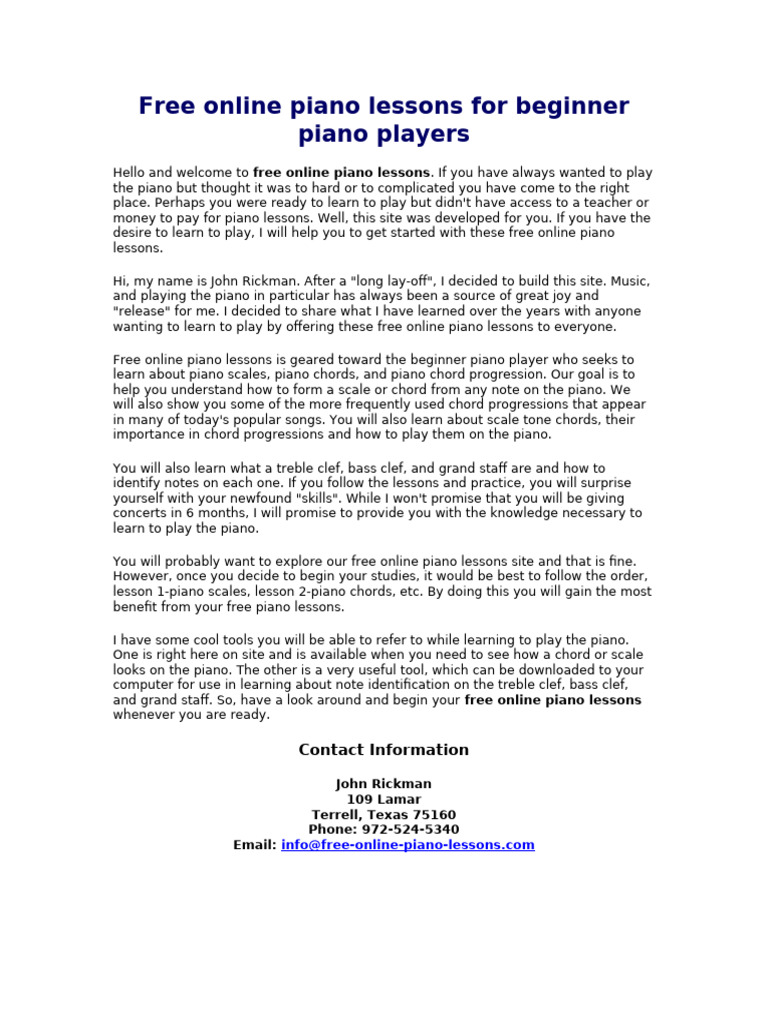 piano lessons | PDF | Chord (Music) | Clef