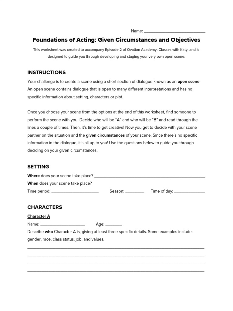 Script Explanation Actors | PDF | Goal