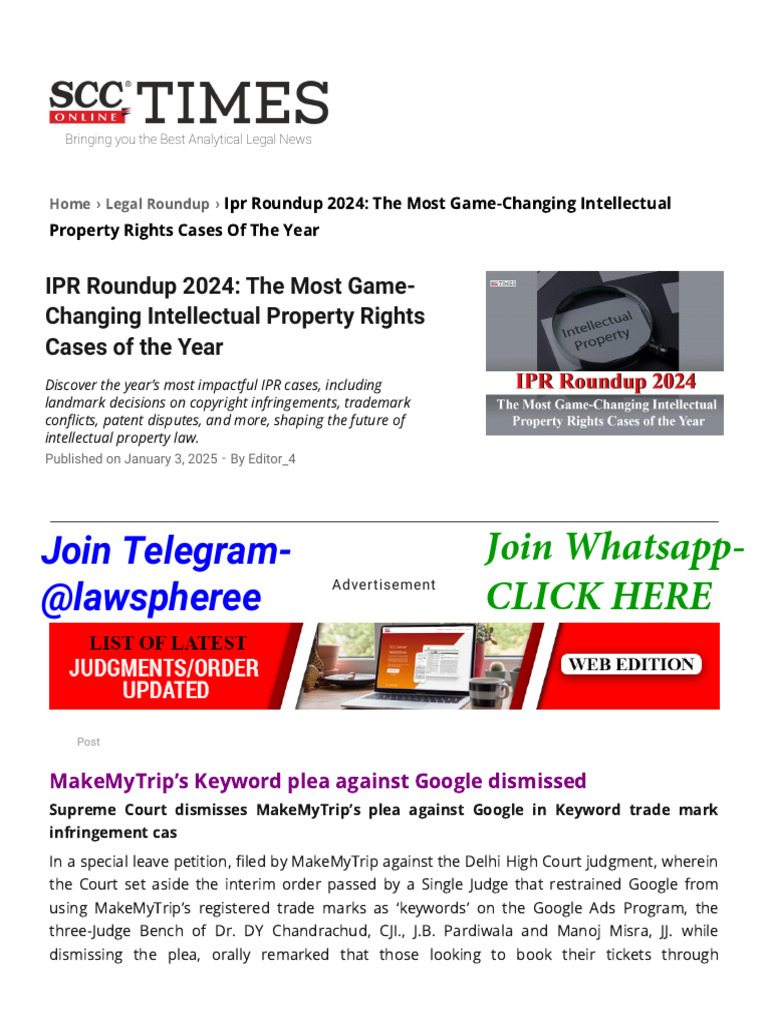 IPR Roundup A Quick Review of The Top Intellectual Property Rights ...