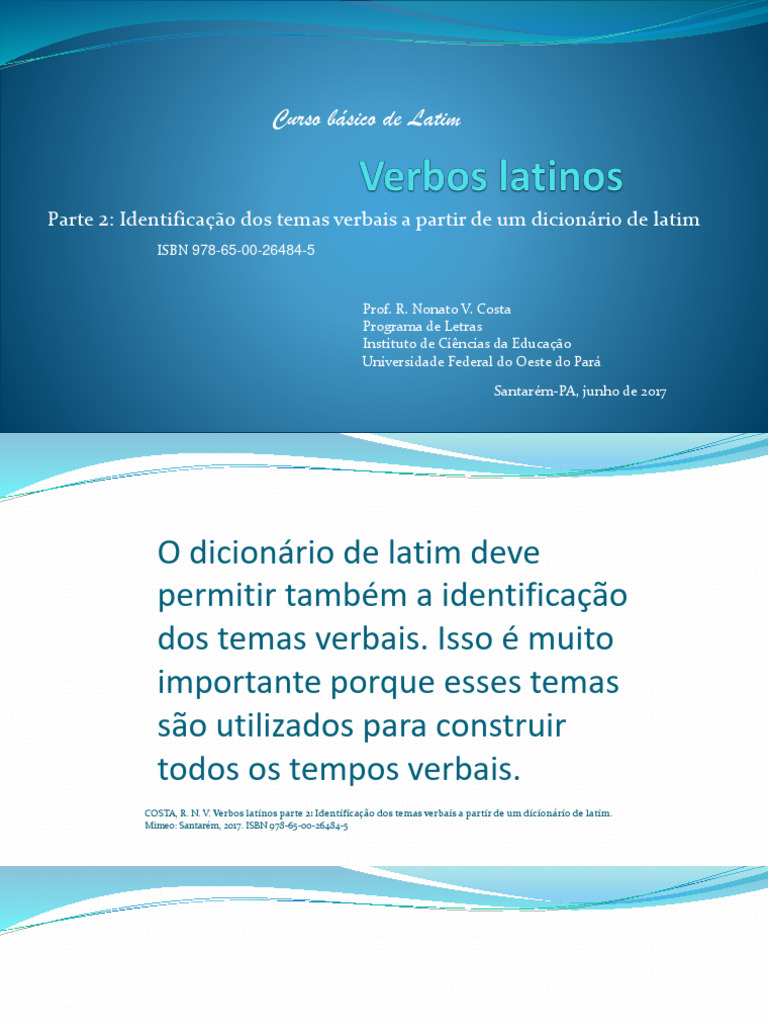Verbos Latinos Parte 2 Identificacao Dos | PDF | Latim | Famílias ...