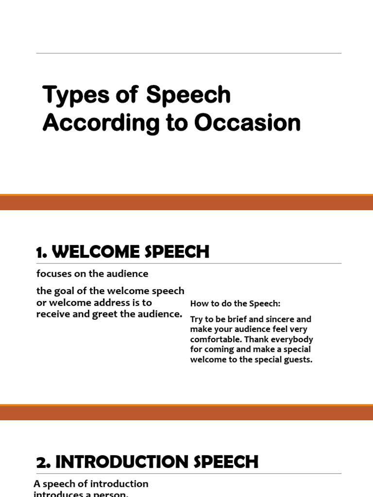 Types of Occasion-Based Speeches | PDF
