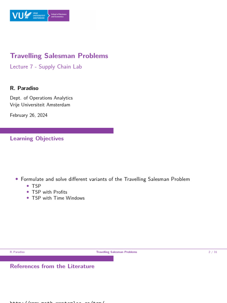 Lecture 7 - Travelling Salesman Problems | PDF | Computational ...