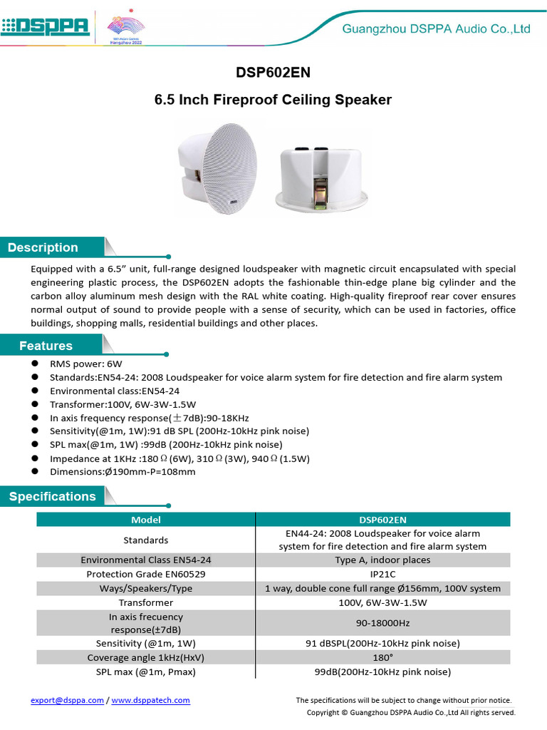 HP DSPPA 6W | PDF | Loudspeaker | Electrical Engineering