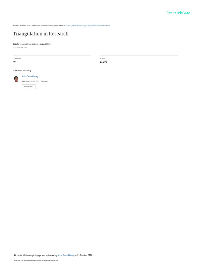 Triangulation in Research | PDF | Validity (Statistics) | Qualitative ...