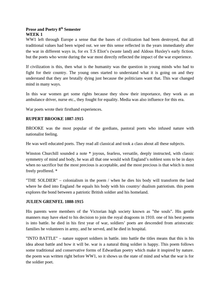 Prose and Poetry 8th Semester | PDF