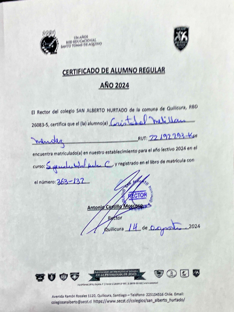 Certificado de Alumno Reg | PDF