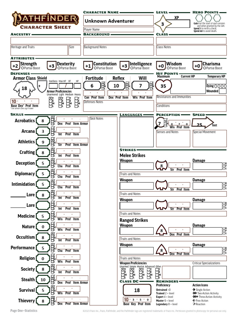 Pathfinder Character Sheet Template | PDF | D20 System | Role Playing Games