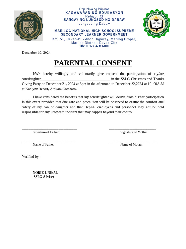 Parents Consent For Recollection | PDF