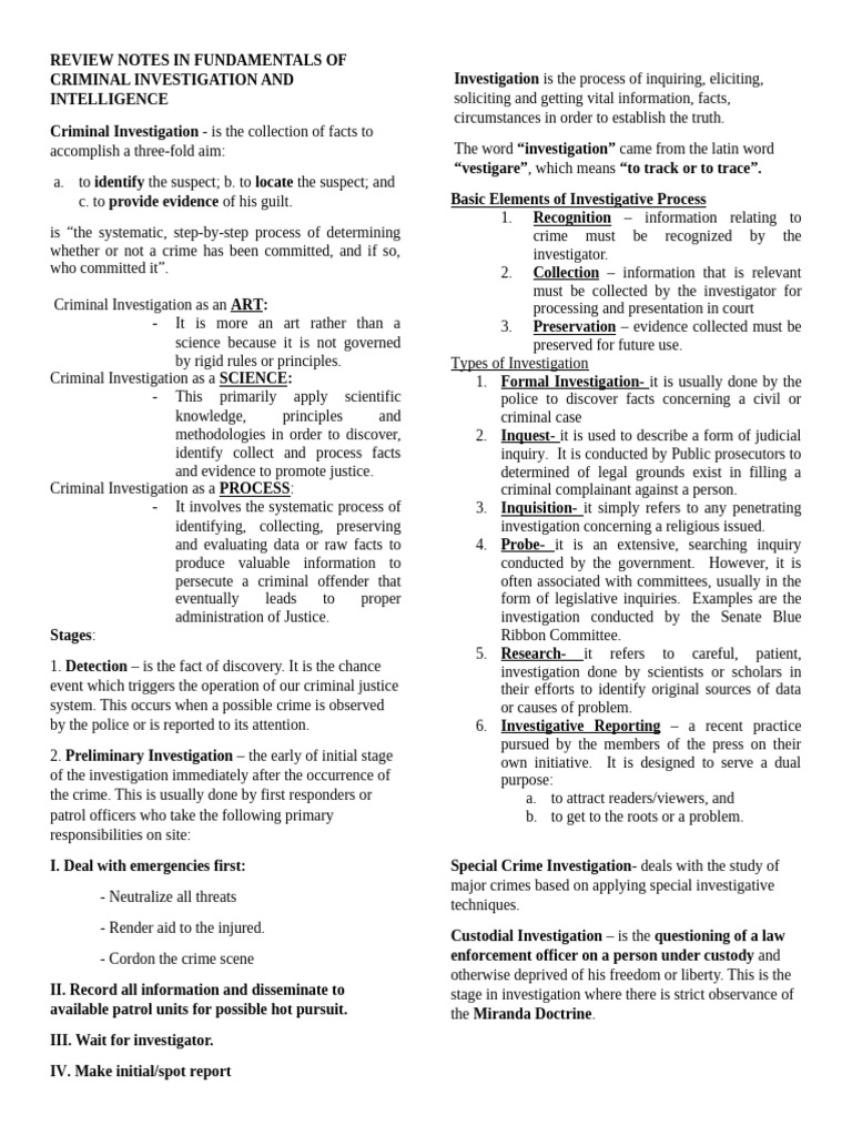 Criminal Investigation Fundamentals Guide | PDF | Witness | Confession ...