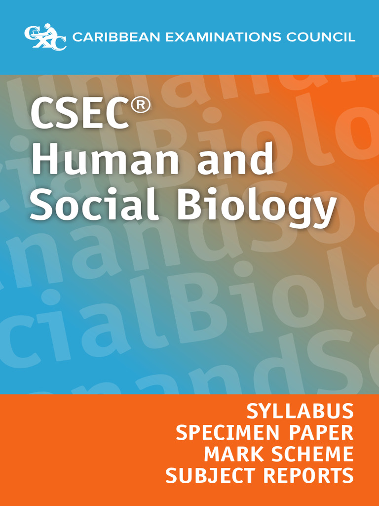 CSEC® Human and Social Biology Syllabus, Specimen Paper, Mark Scheme ...