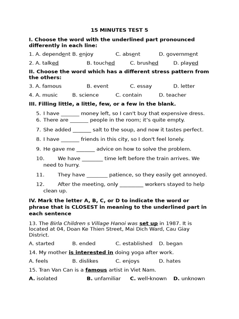 15 MINUTES TEST 5 | PDF