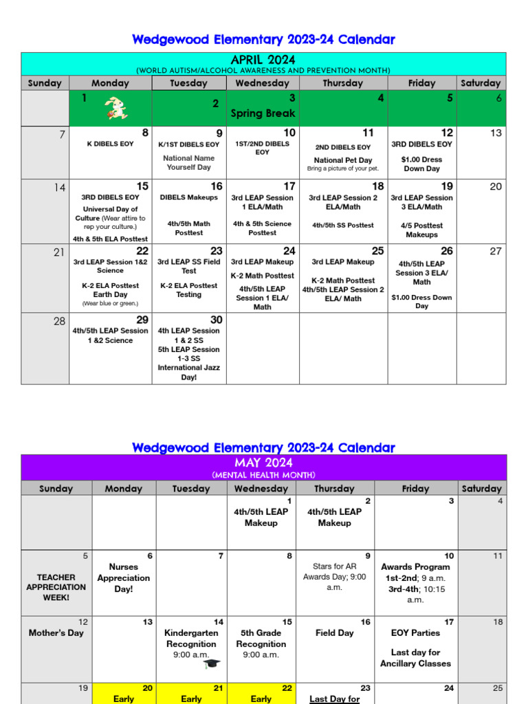 2023-24 Student Calendar | PDF