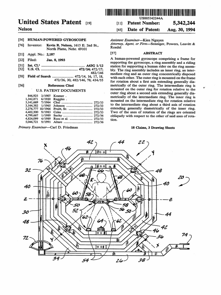 Human-Powered Gyroscope Patent | PDF | Gyroscope | Rotation