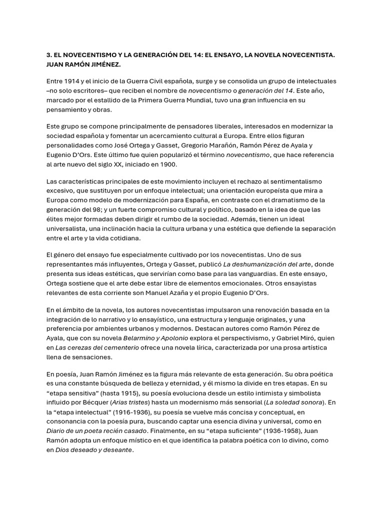Novencentismo y Generación Del 14 | PDF | Las artes