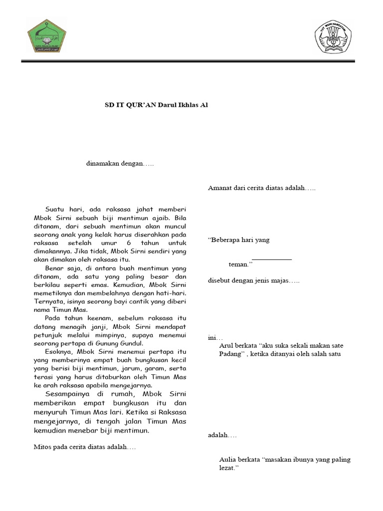 Soal B. Indo Sumatif Ganjil Kls 6 2024 Fix | PDF