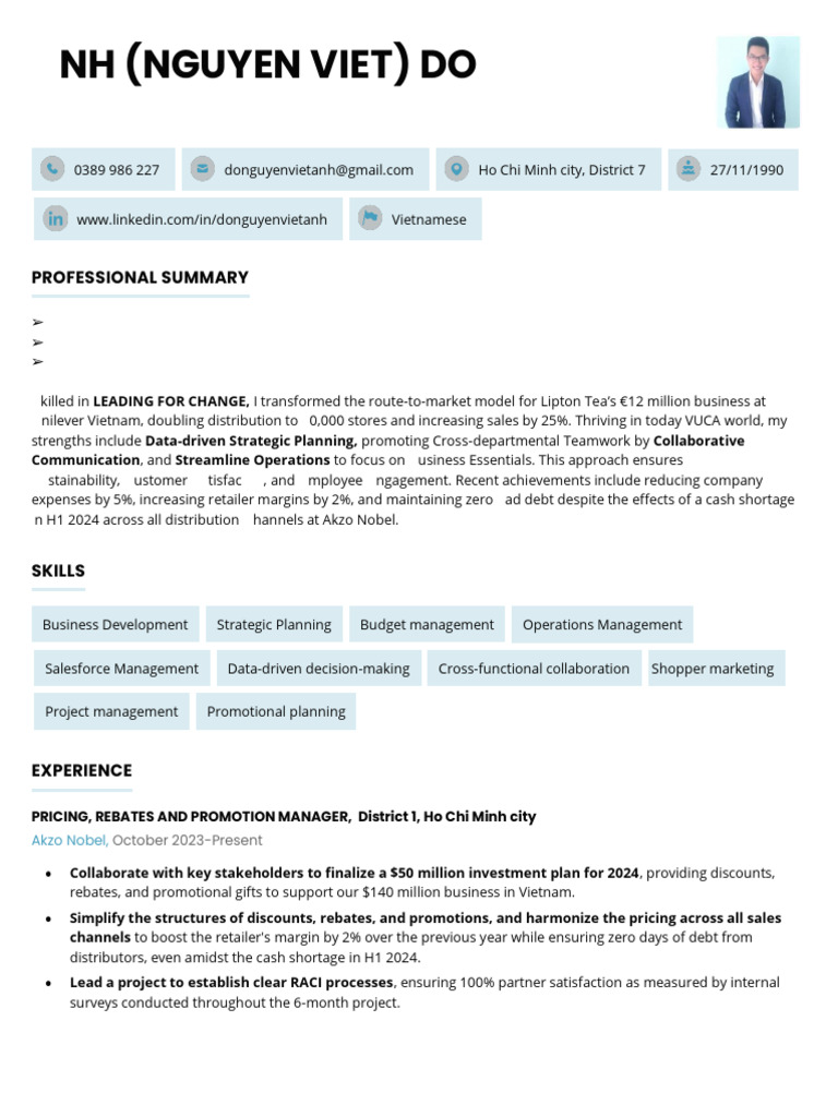 DoNguyenVietAnh_Resume | PDF | Vietnam | Marketing