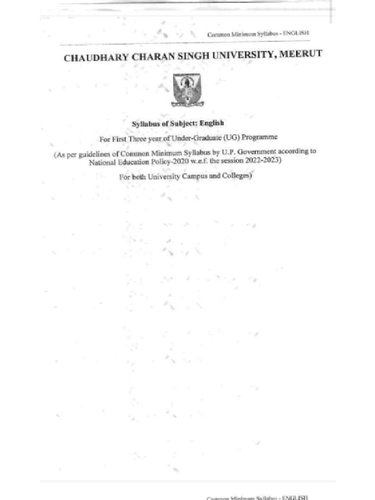 Syllabus Ba V Sem English | PDF
