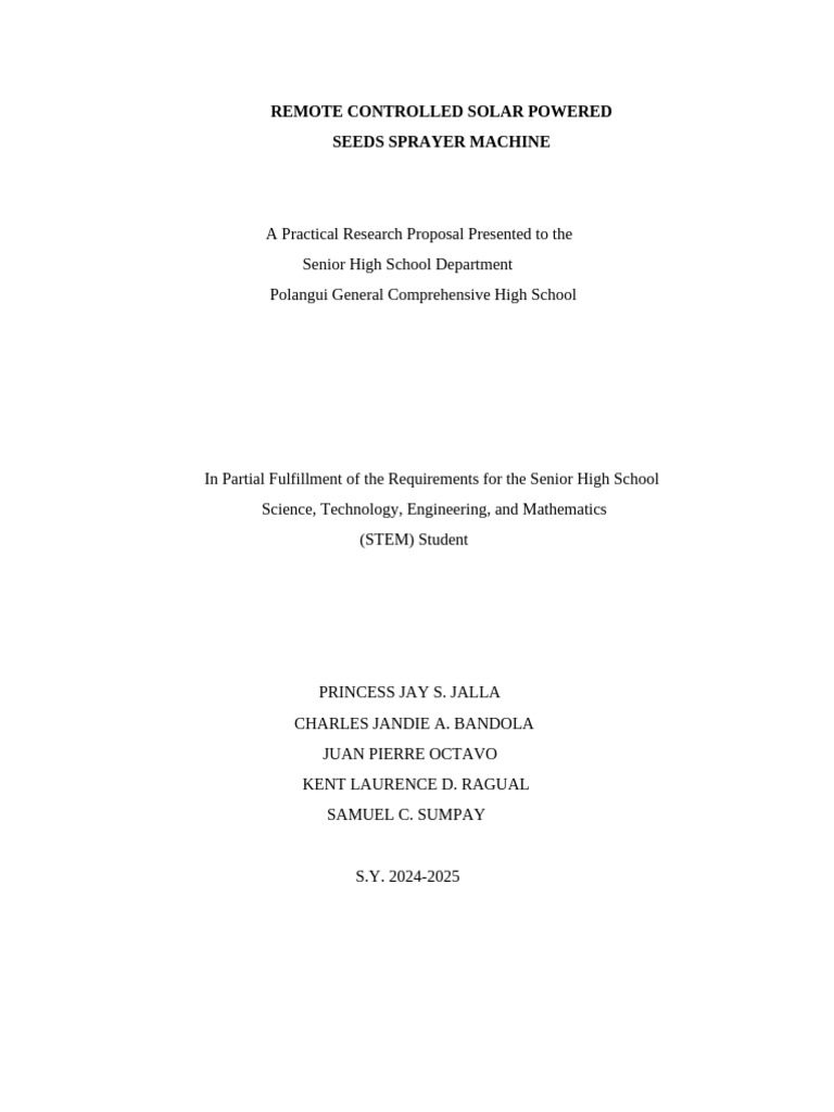 Remote Controlled Solar Powered Seeds Sprayer Machine | PDF ...