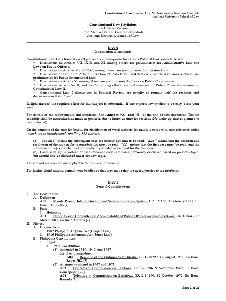 Consti 1 Syllabus | PDF | Territorial Waters | Commission On Elections (Philippines)