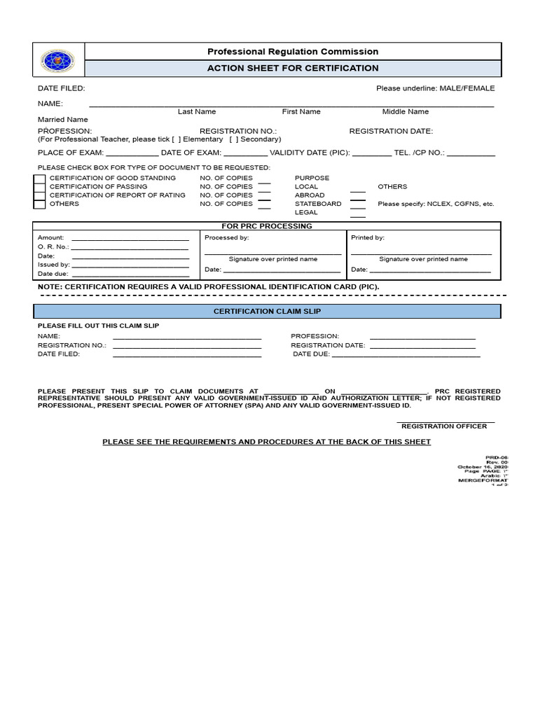 PRD-06 Action Sheet For Certification | PDF | Identity Document