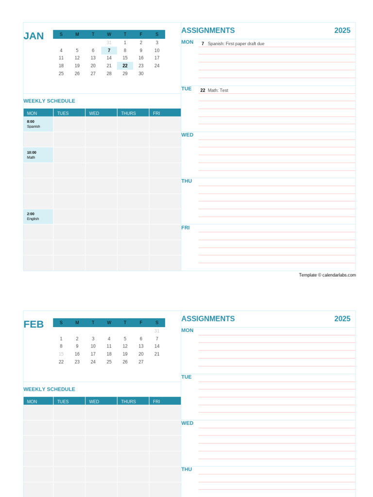2025 Student Calendar | PDF