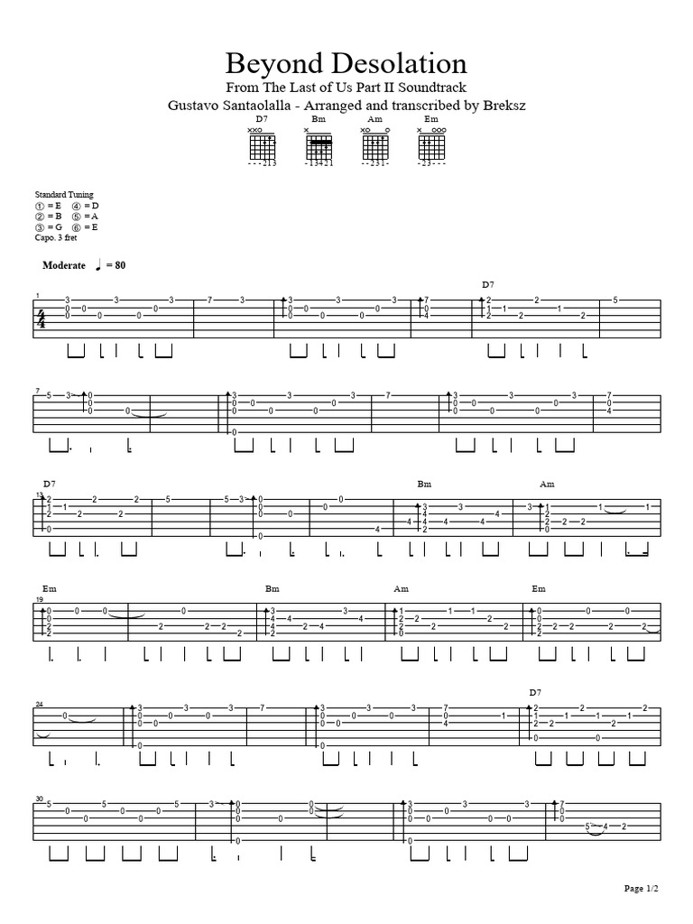 Gustavo Santaolalla - Beyond Desolation (From TLoU II) [TAB by Breksz ...