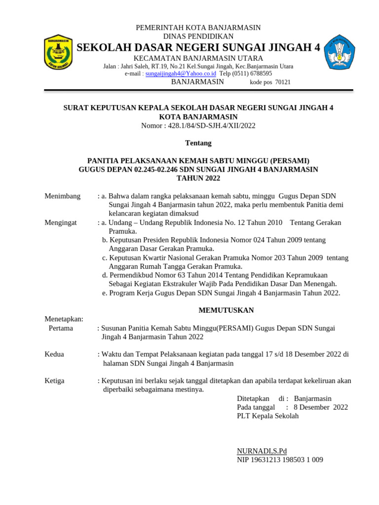 Panitia Persami SDN Sungai Jingah 4 | PDF