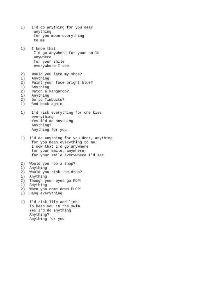 Anything for You Lyrics | PDF
