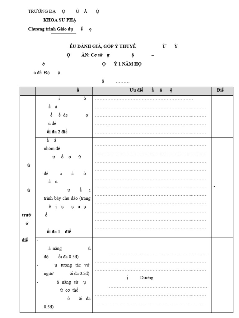 bieu mau nhan xet thuyet trinh (1) | PDF