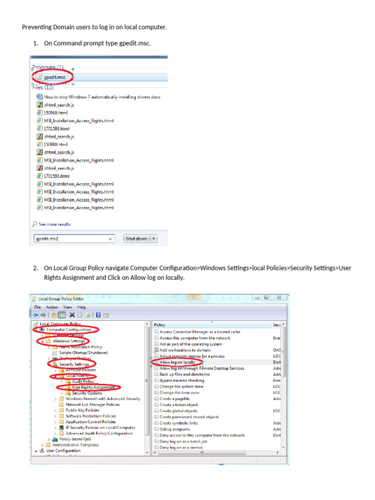 Preventing Domain Users To Log in On Local Computer | PDF
