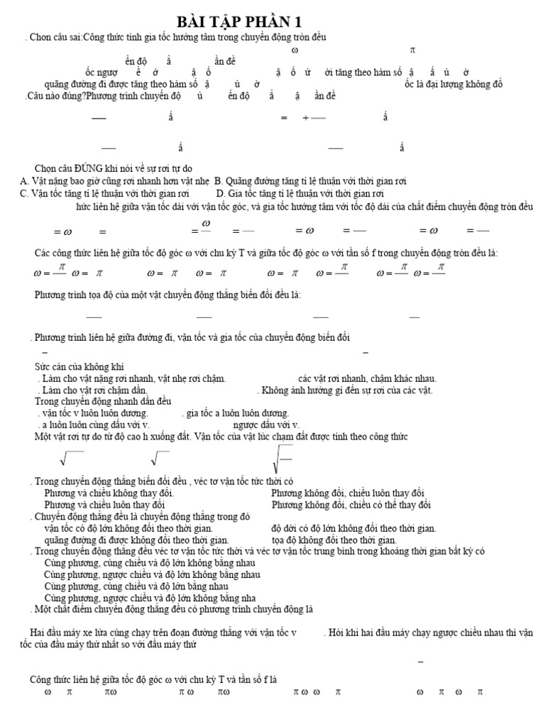 BÀI TẬP LÝ 10 HK1 | PDF