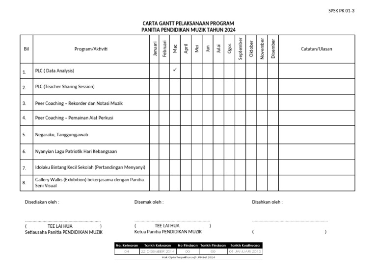 PK01-3 Carta Gantt Program Peningkatan Program 2024 | PDF