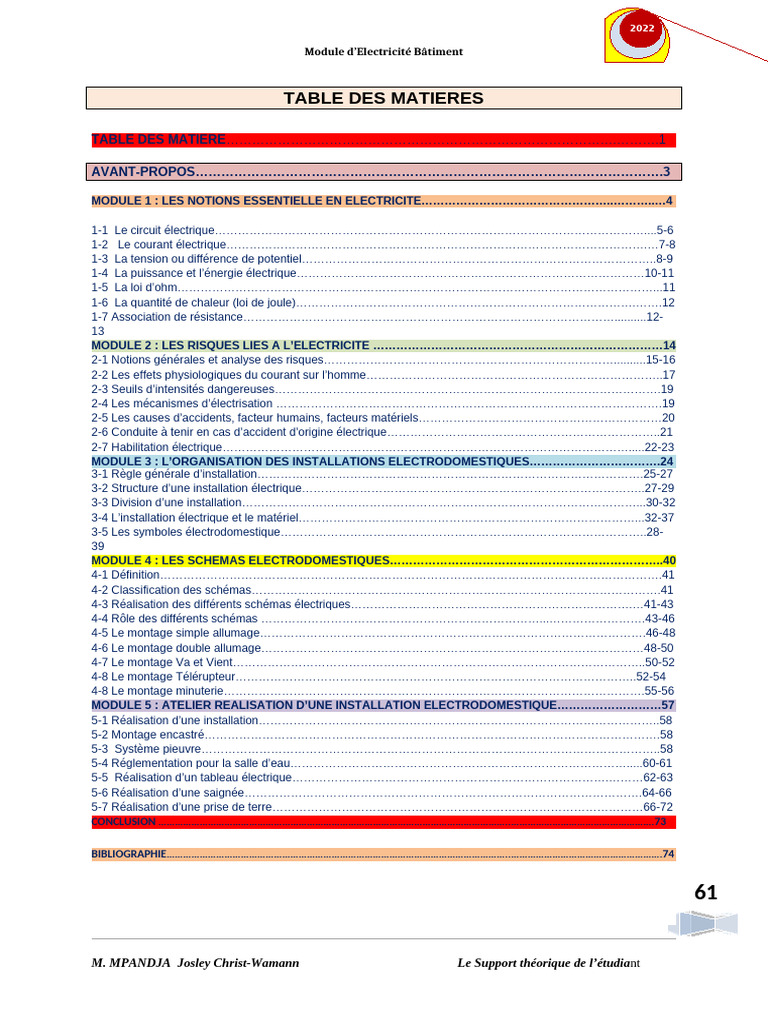 COURS ELECTRICITE BATIMENT_SUPPORT THEORIQUE | PDF | Tension électrique | Puissance (physique)