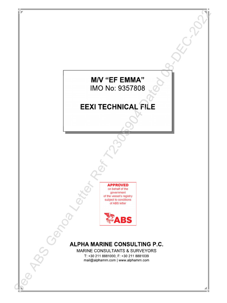EEXI Technical File EF EMMA | PDF