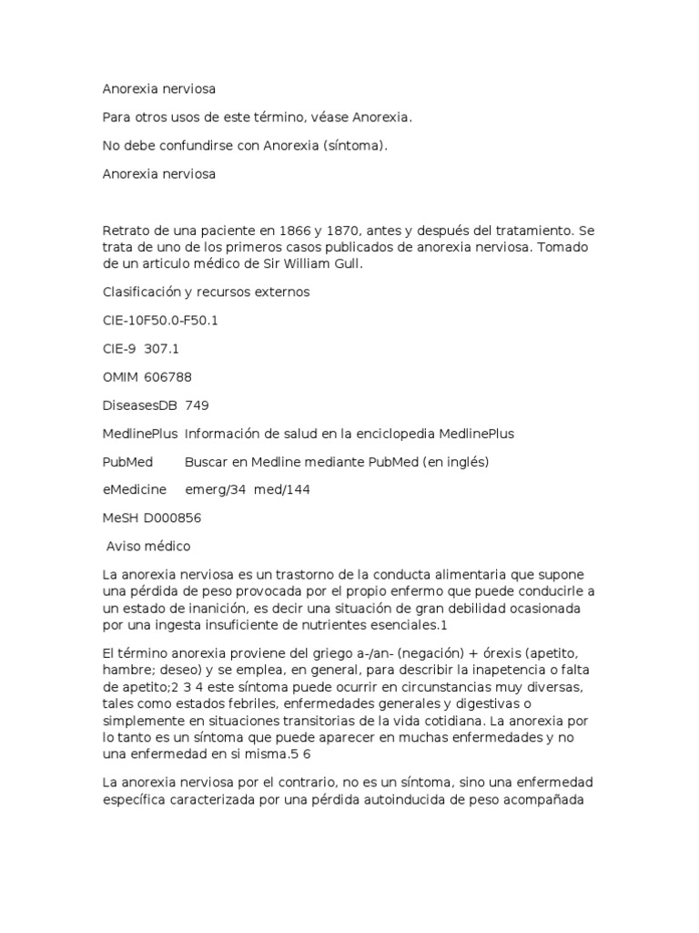 Anorexia Nerviosa: Definición y Causas | PDF | Anorexia nerviosa ...