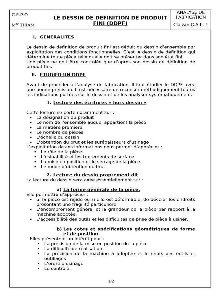 Dessin de Définition de Produit Fini | PDF | Usinage