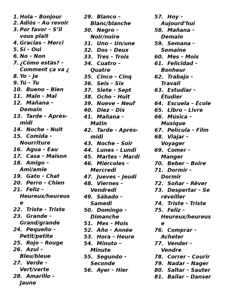 Vocabulaire de base en français PDF | PDF | Traitement d'image | Couleur