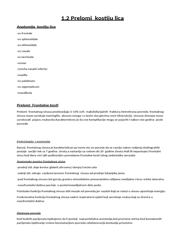 Prelomi kostiju lica | PDF