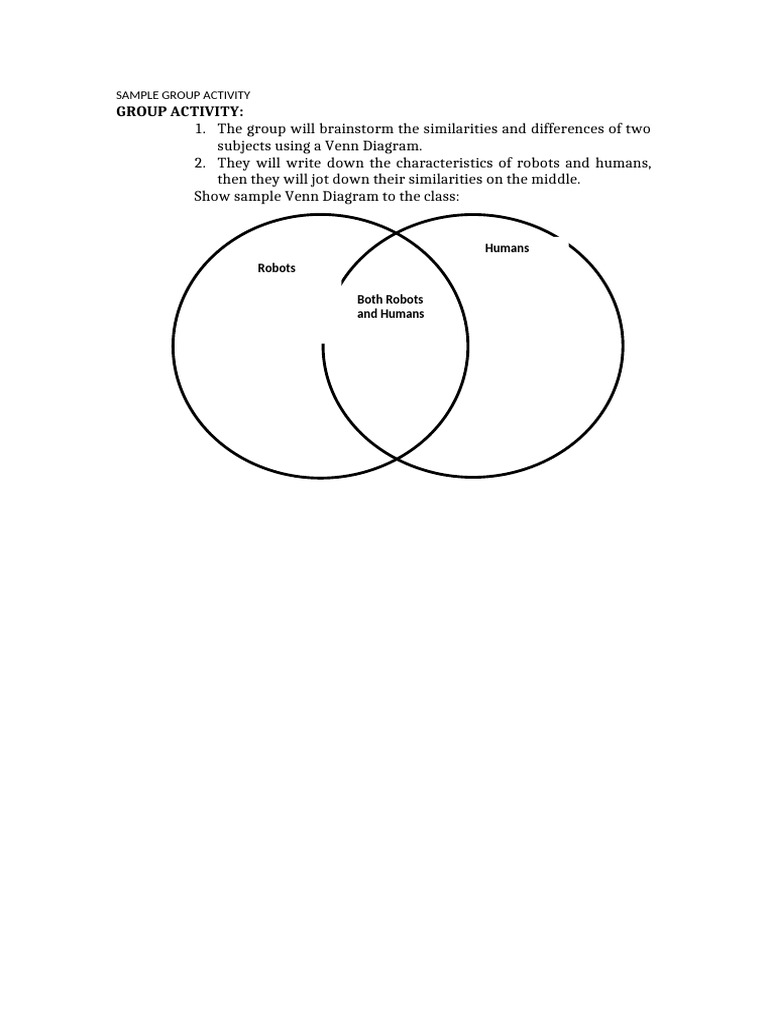 Robots vs. Humans Venn Diagram Activity | PDF