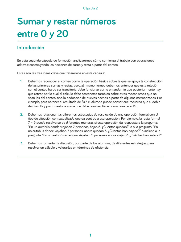 C2 - Sumar y Restar Números Entre 0 y 20 | PDF | Sustracción | Color