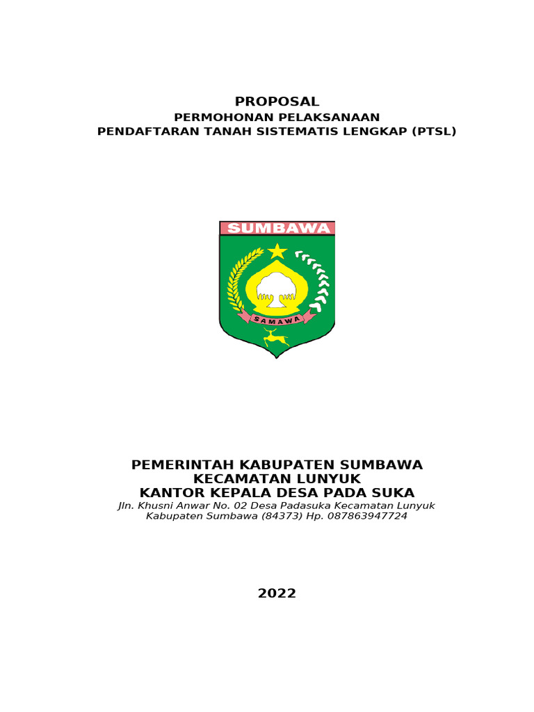 Proposal Program Prona PTSL | PDF