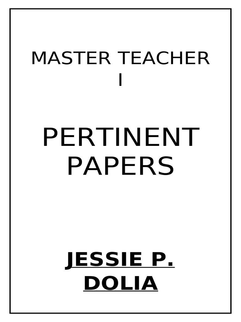 Master Teacher I-Cover Page | PDF