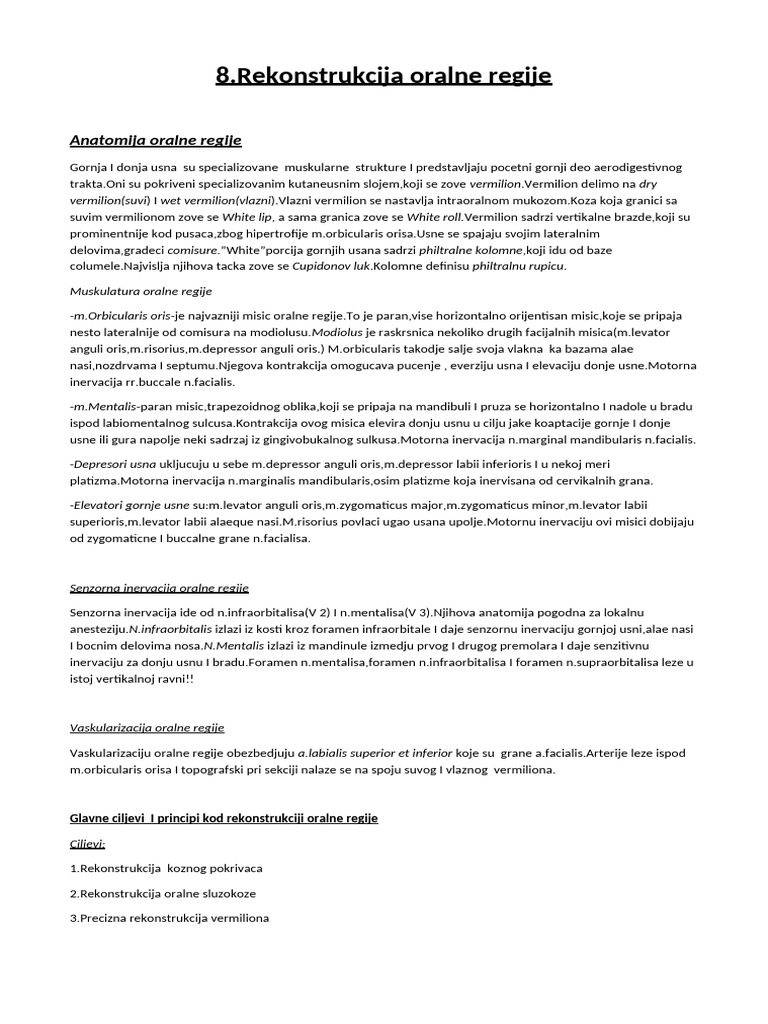 Rekonstrukcija Oralne Regije | PDF