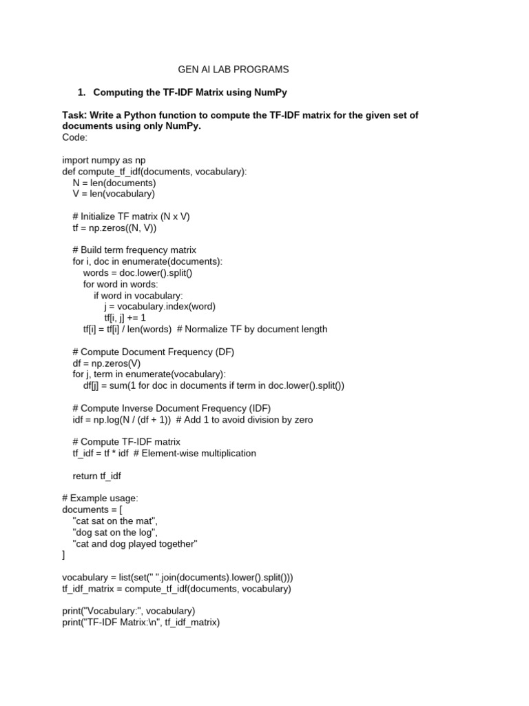 GEN AI LAB PROGRAMS | PDF