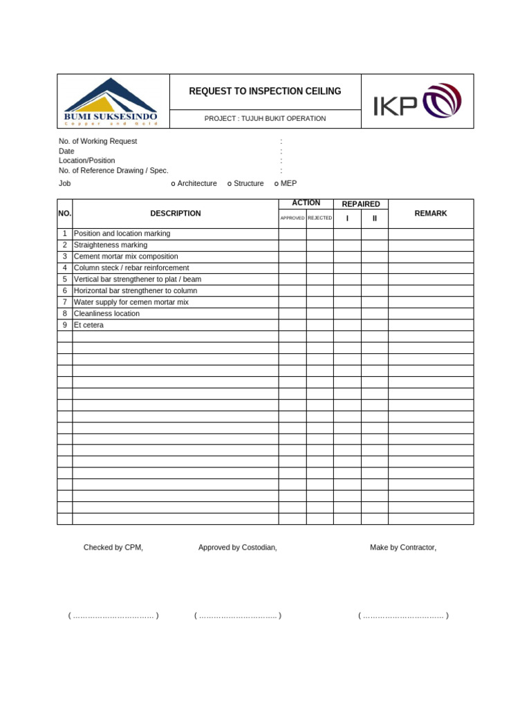 Request To Inspection Ceiling | PDF