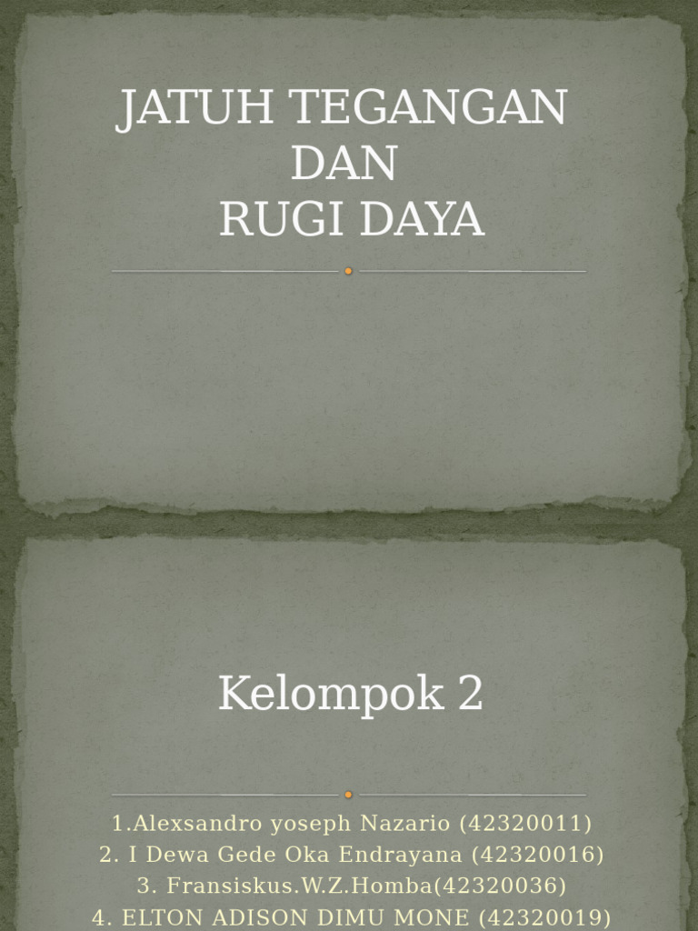 Jatuh Tegangan dan Rugi Daya Listrik | PDF