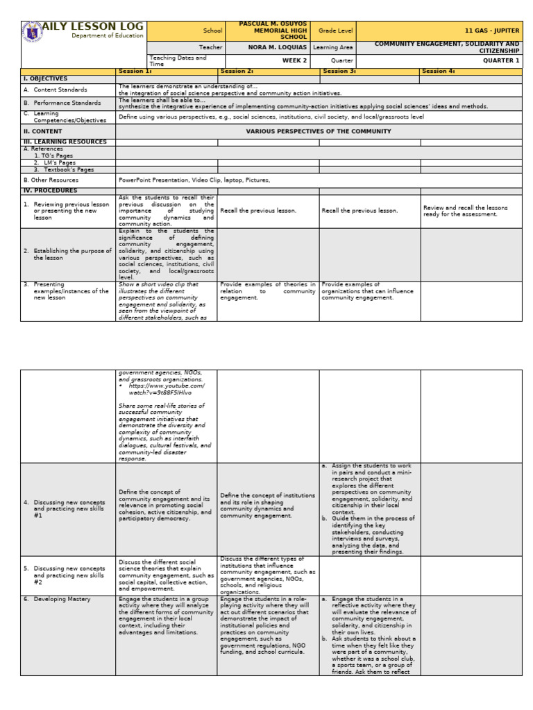 Q1 WEEK 2 | PDF | Community | Learning